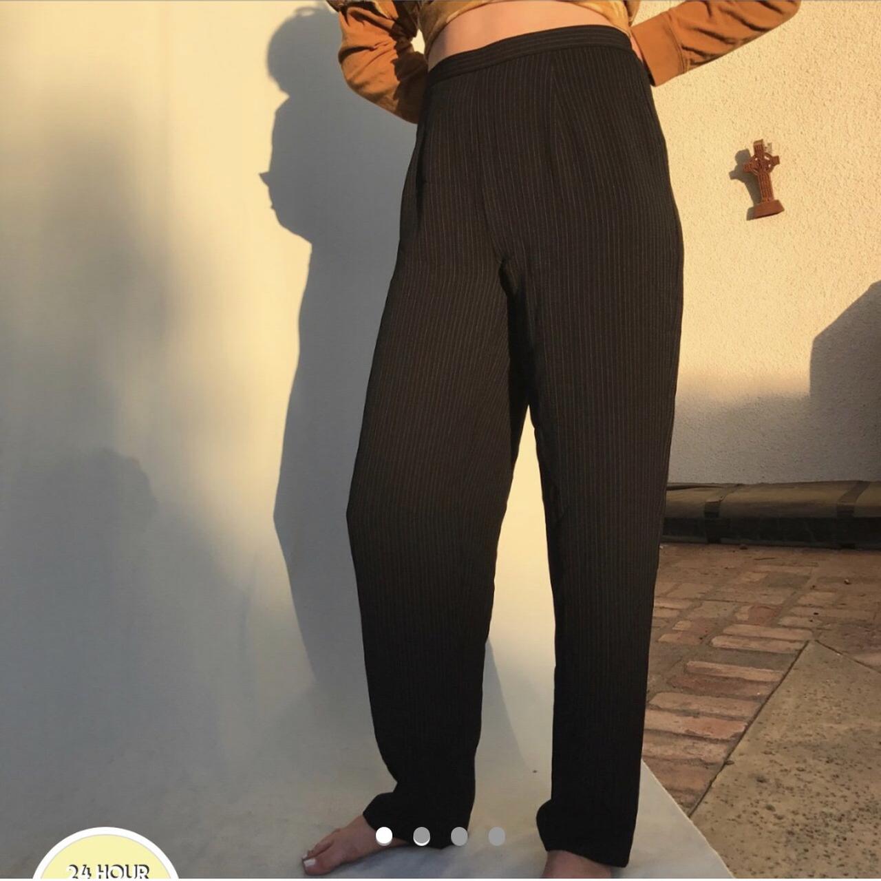 pin stripe slacks - xs/s really cute black slacks w... - Depop