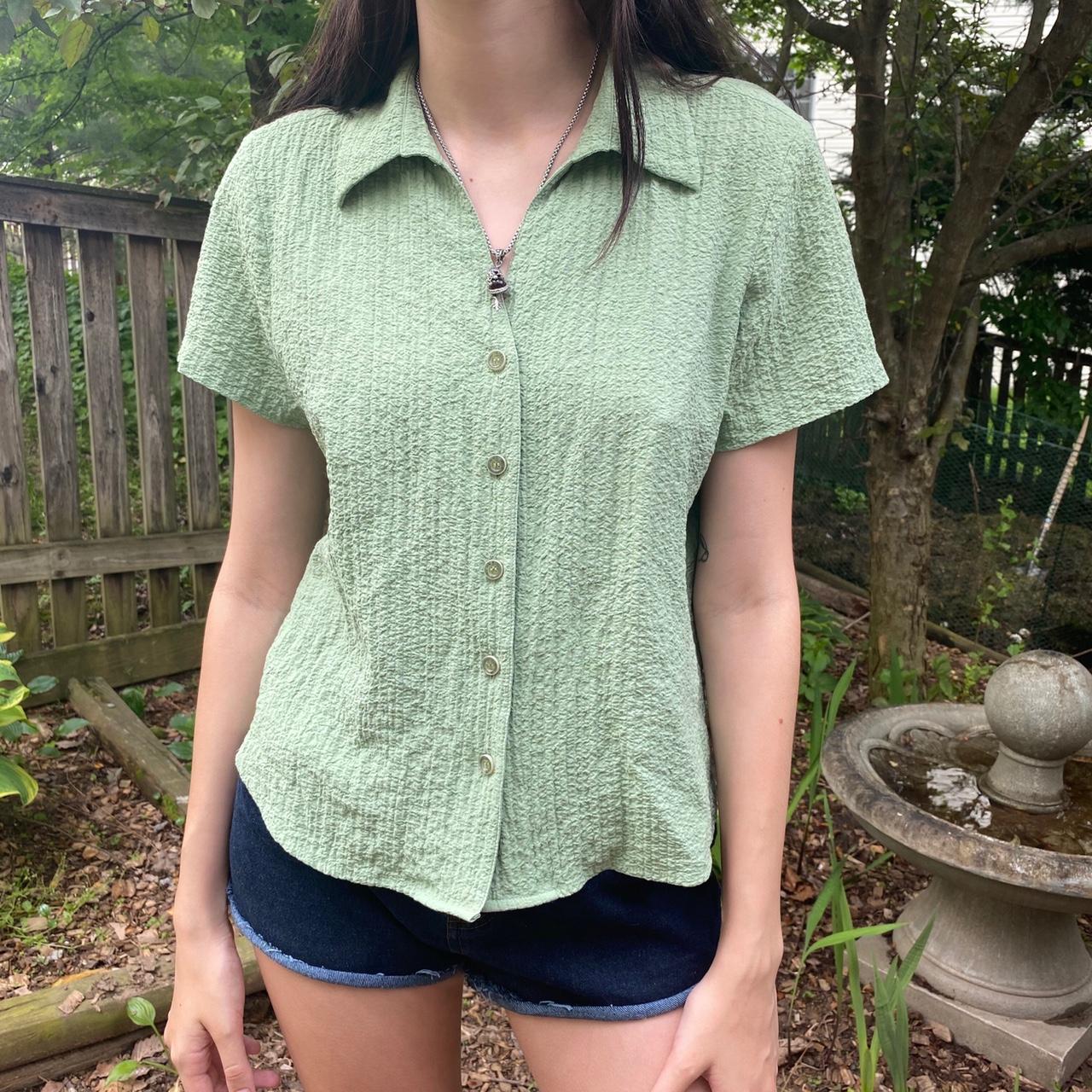 Sage Green Textured Blouse 🍃 A light and soft... - Depop
