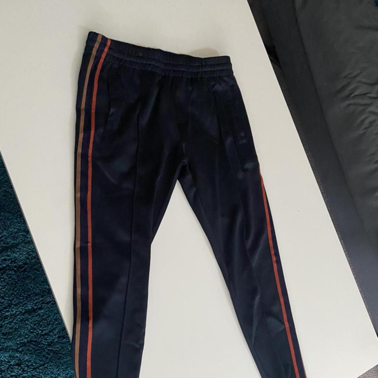 Arne Clo Stripe track bottom - navy Size S In good... - Depop