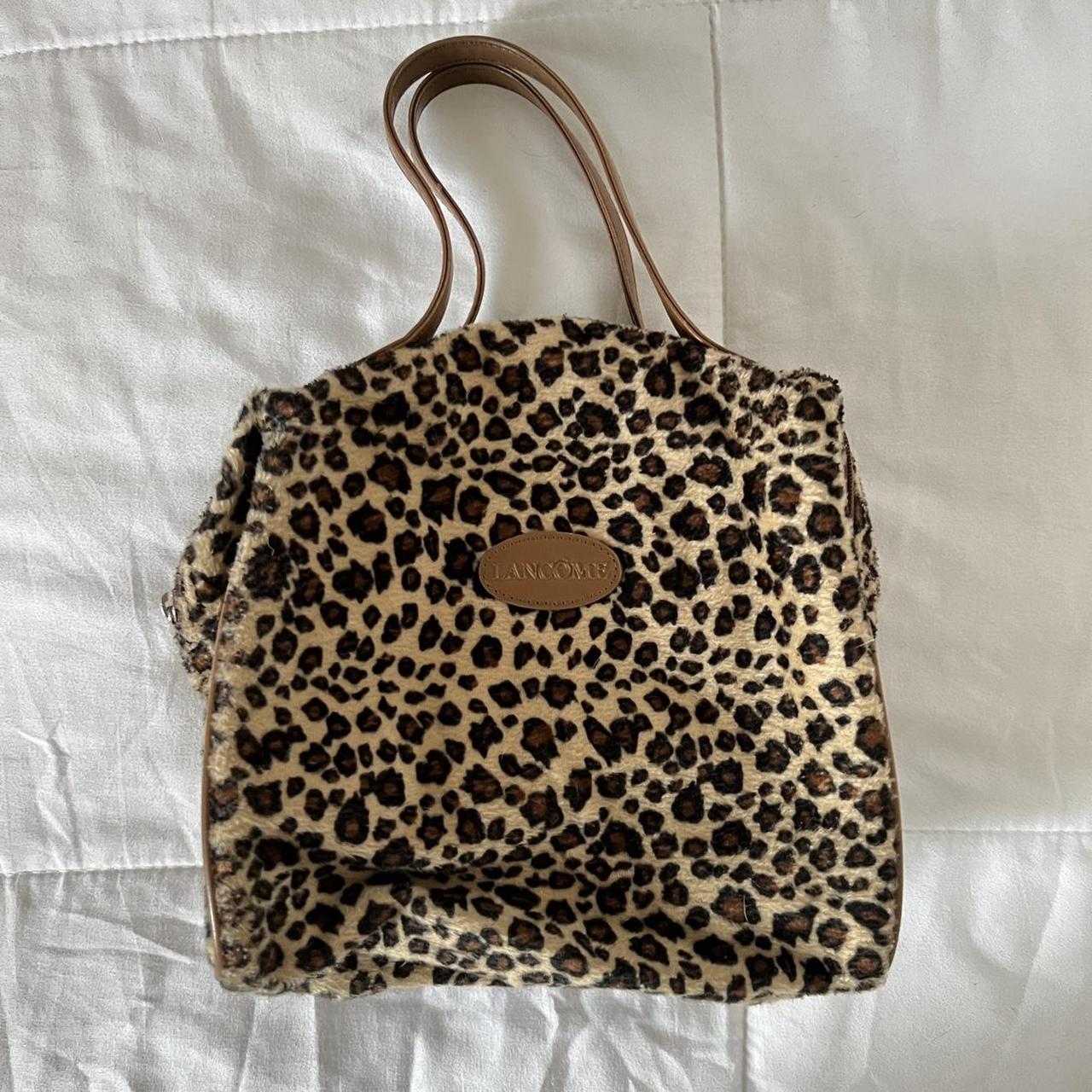 mini leopard hand bag purse by lancôme can fit most... - Depop