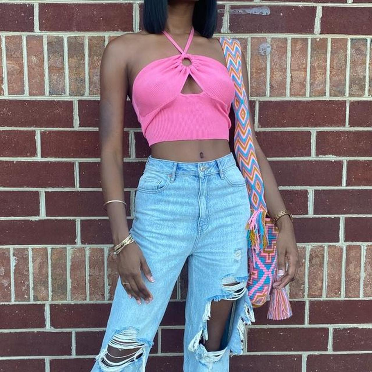 Ribbed halter top - Depop