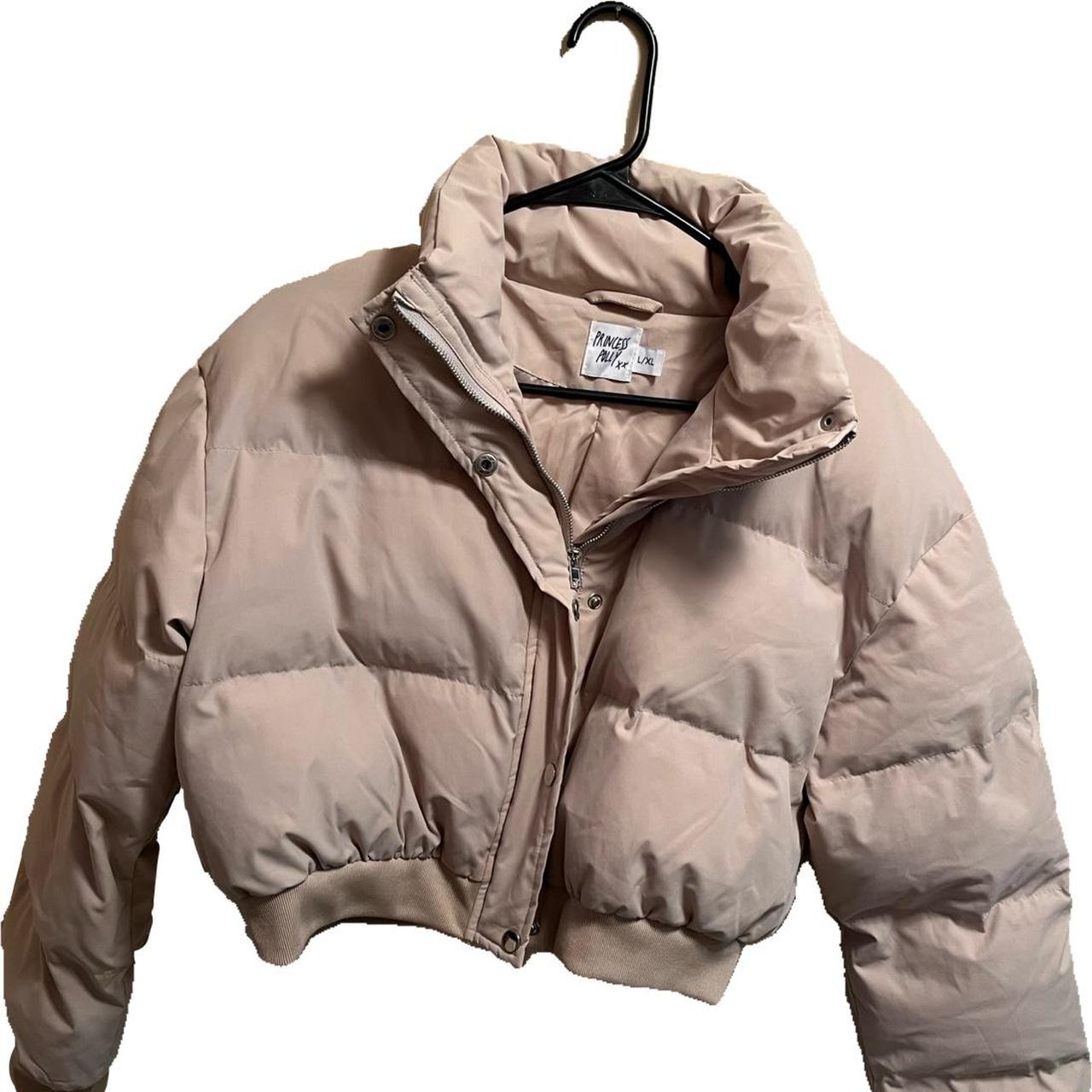 Tan puffer jacket from Princess Polly -labeled a... - Depop