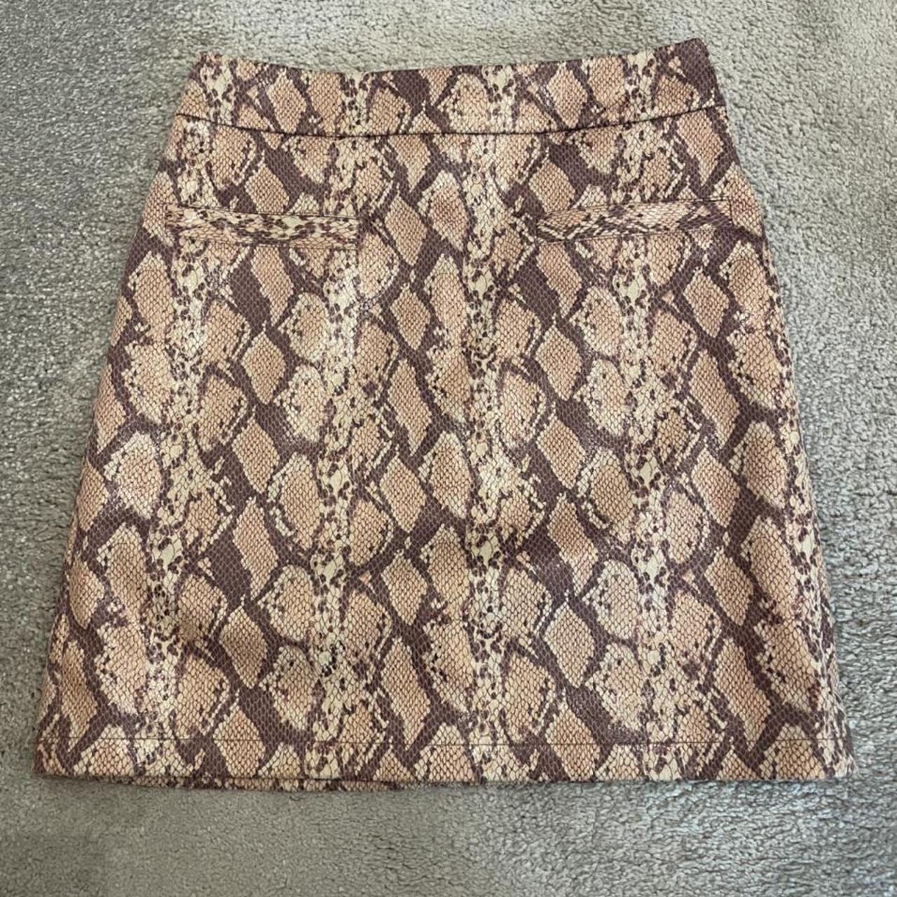 River island faux leather snake print skirt, size 6,... - Depop