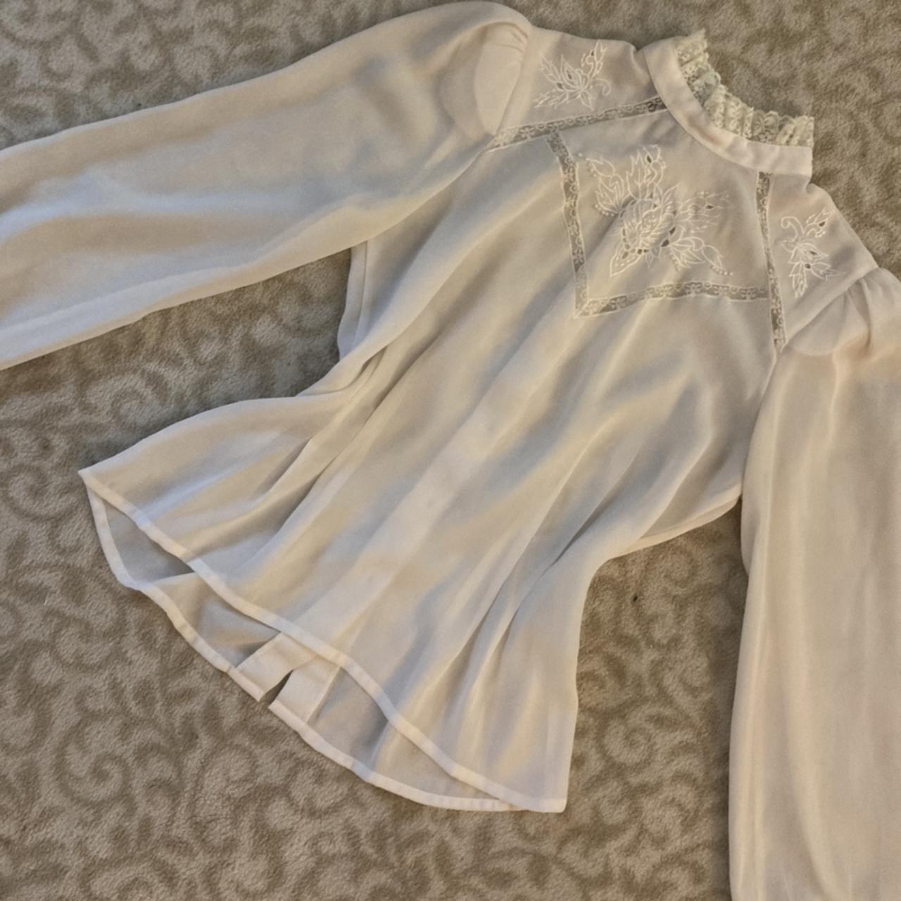 1980s Vintage Victorian Inspired Romantic Ruffled... - Depop