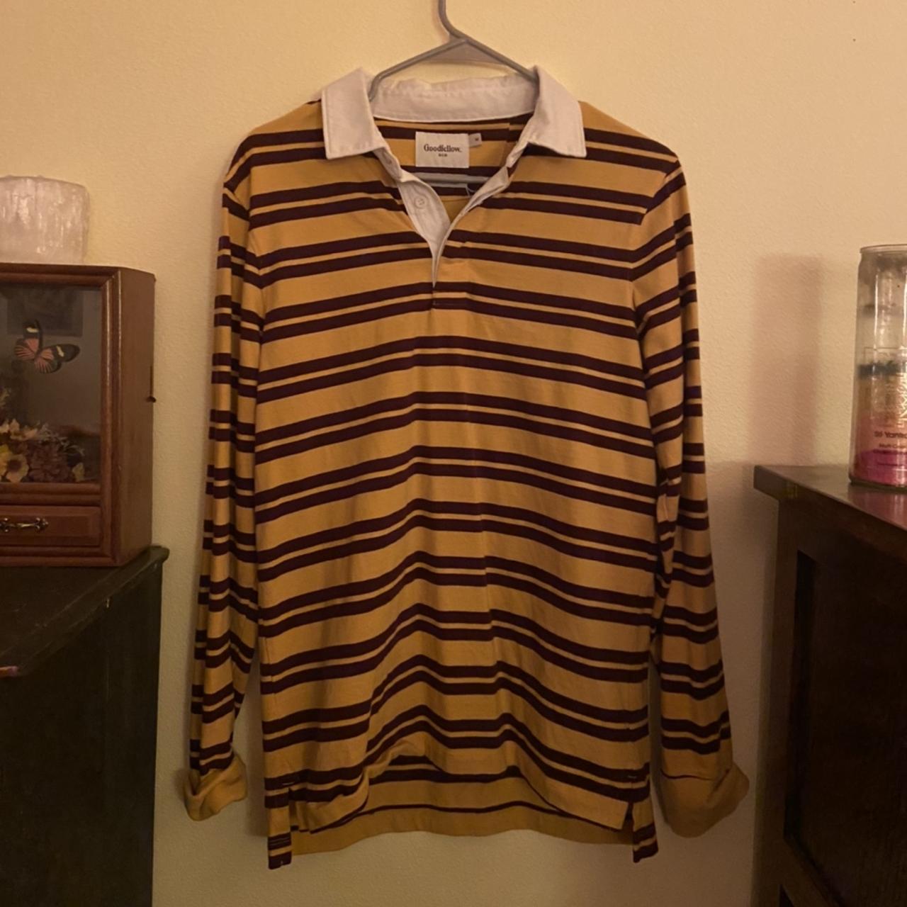 goodfellow gold & maroon rugby top. men's size... - Depop