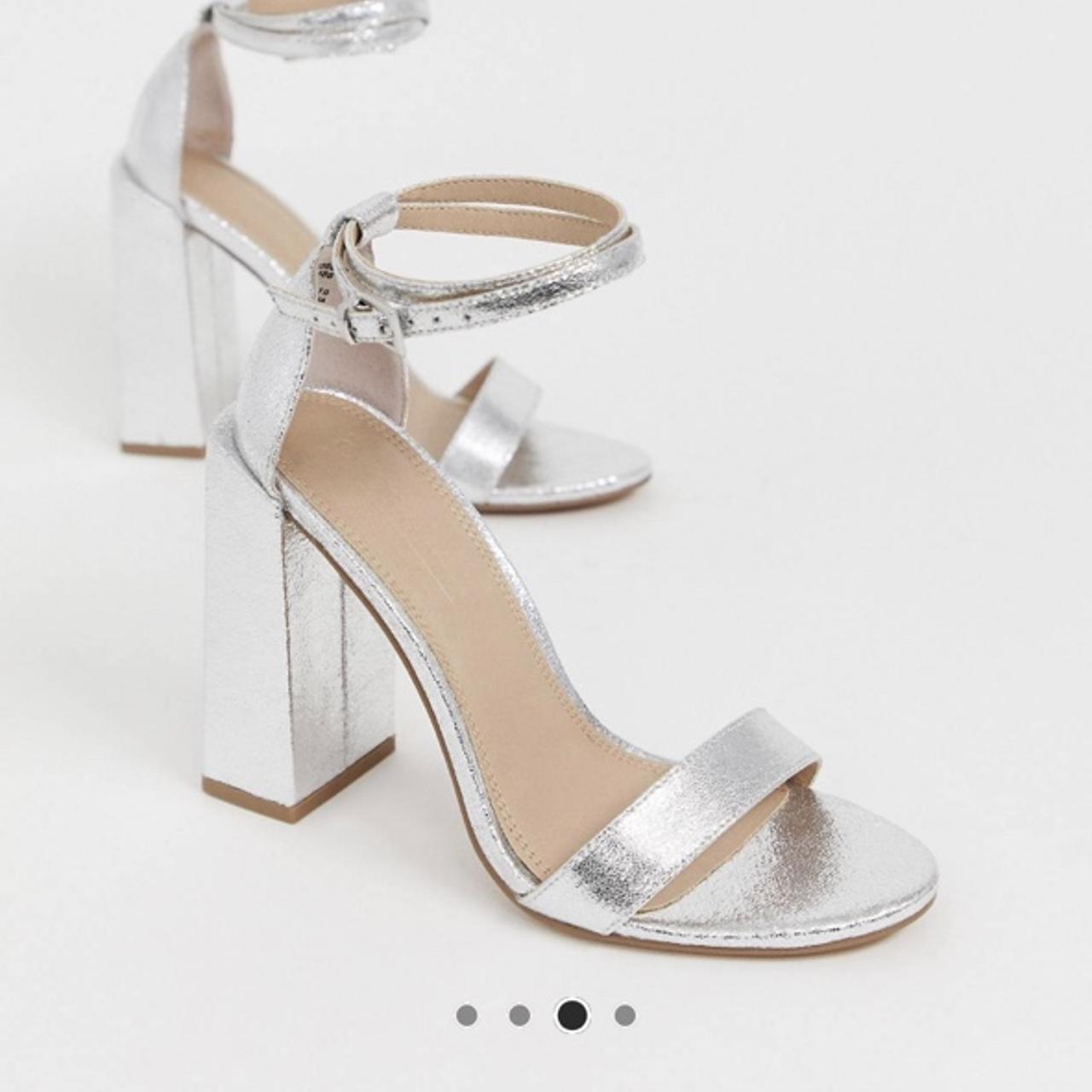 ASOS silver barely their heels. Worn once for a... - Depop