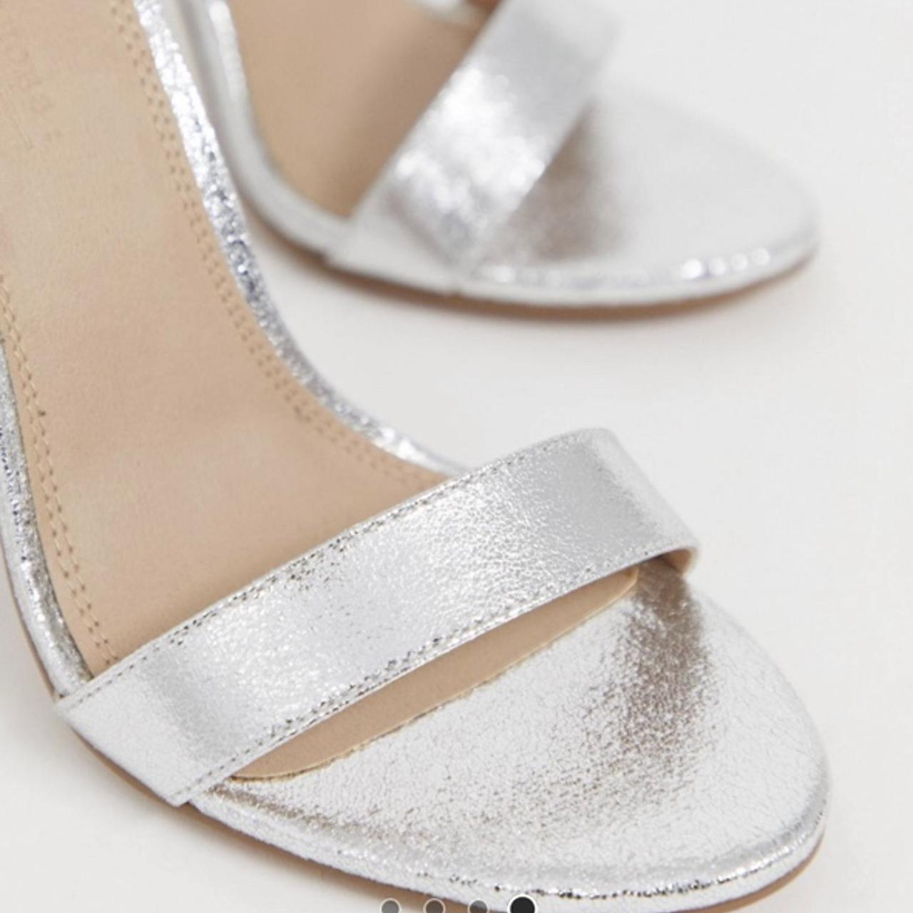 ASOS silver barely their heels. Worn once for a... - Depop