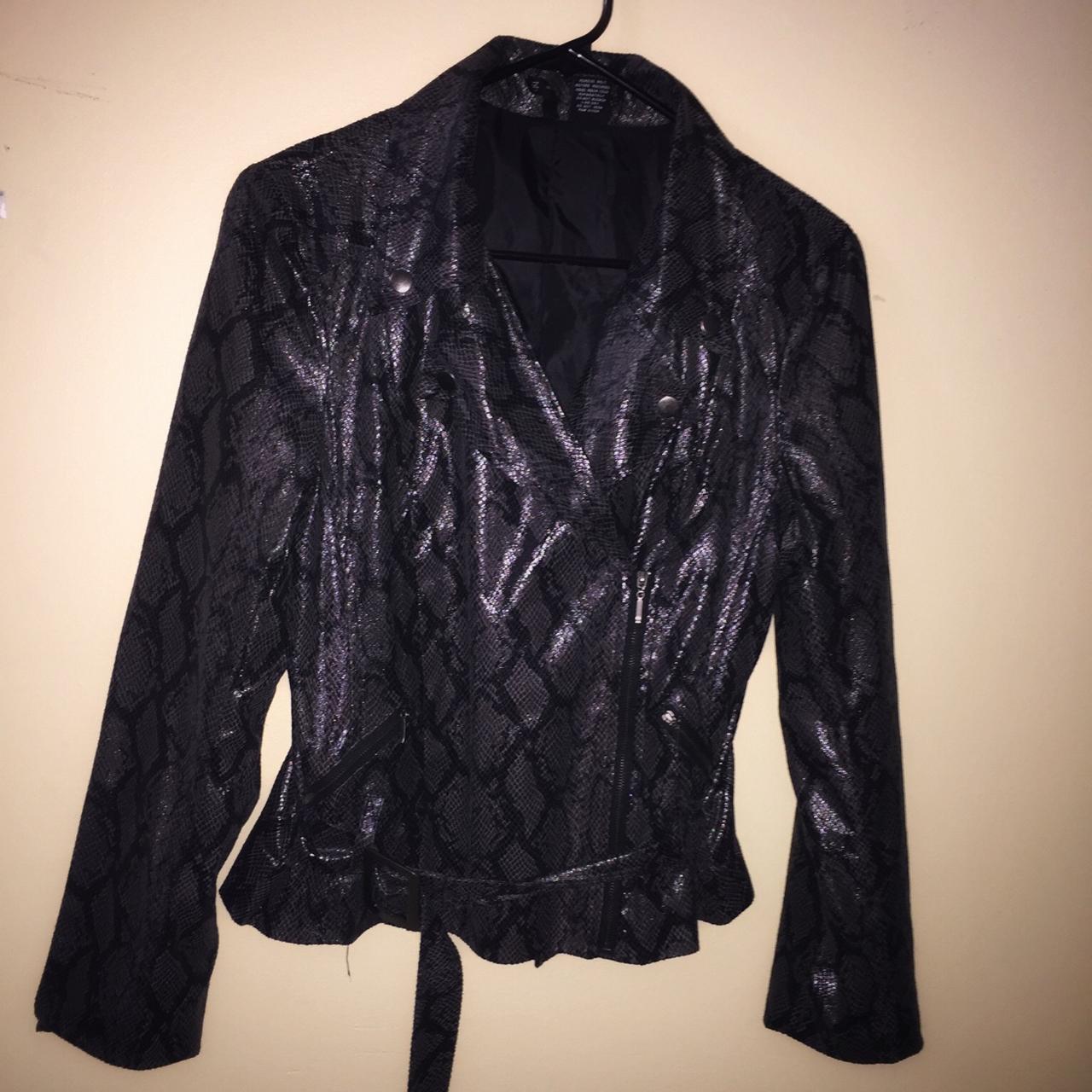 🐍 80’s rad faux snake skin leather jacket 🐍 medium... - Depop