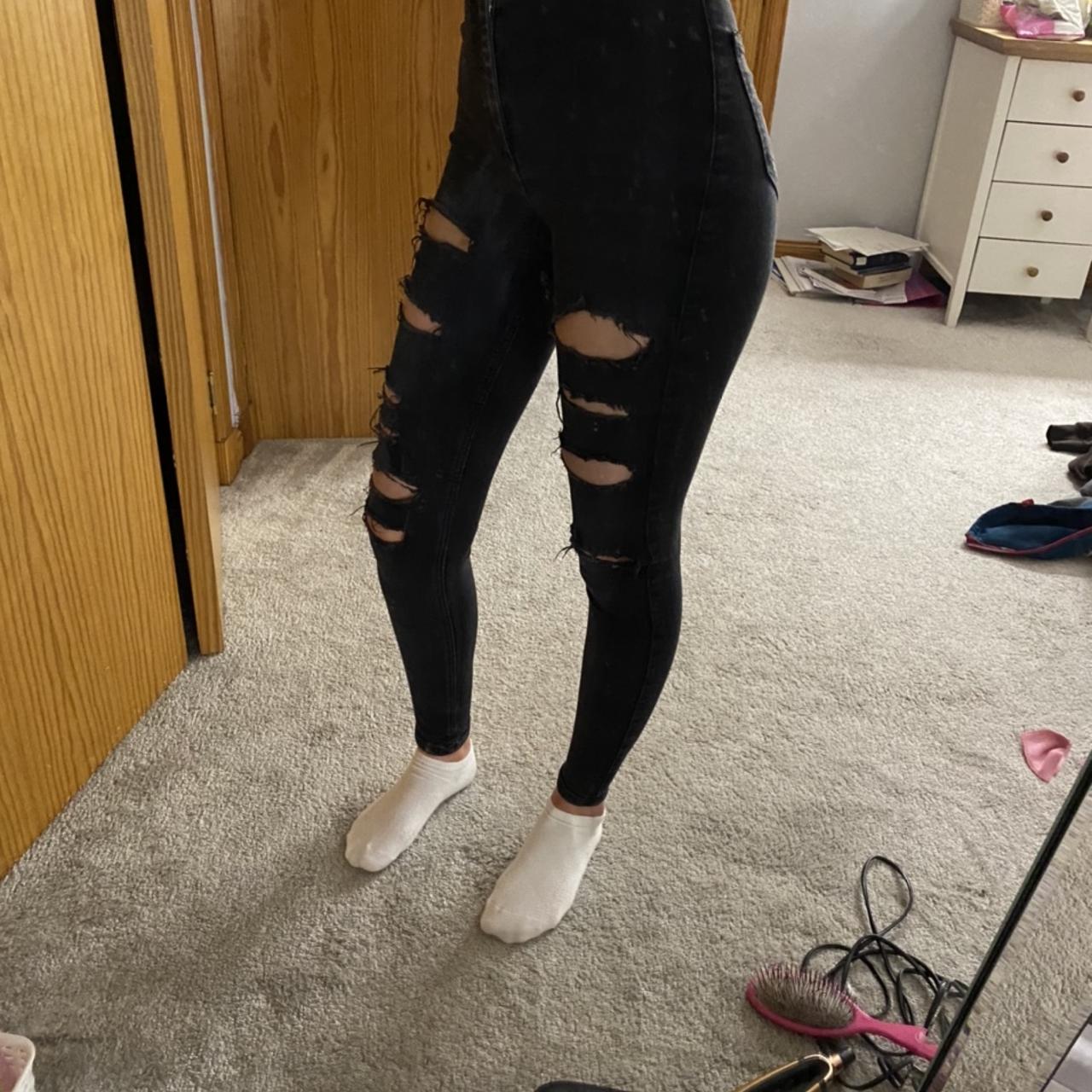 Topshop Joni ripped jeans in black X Wore quite a... - Depop