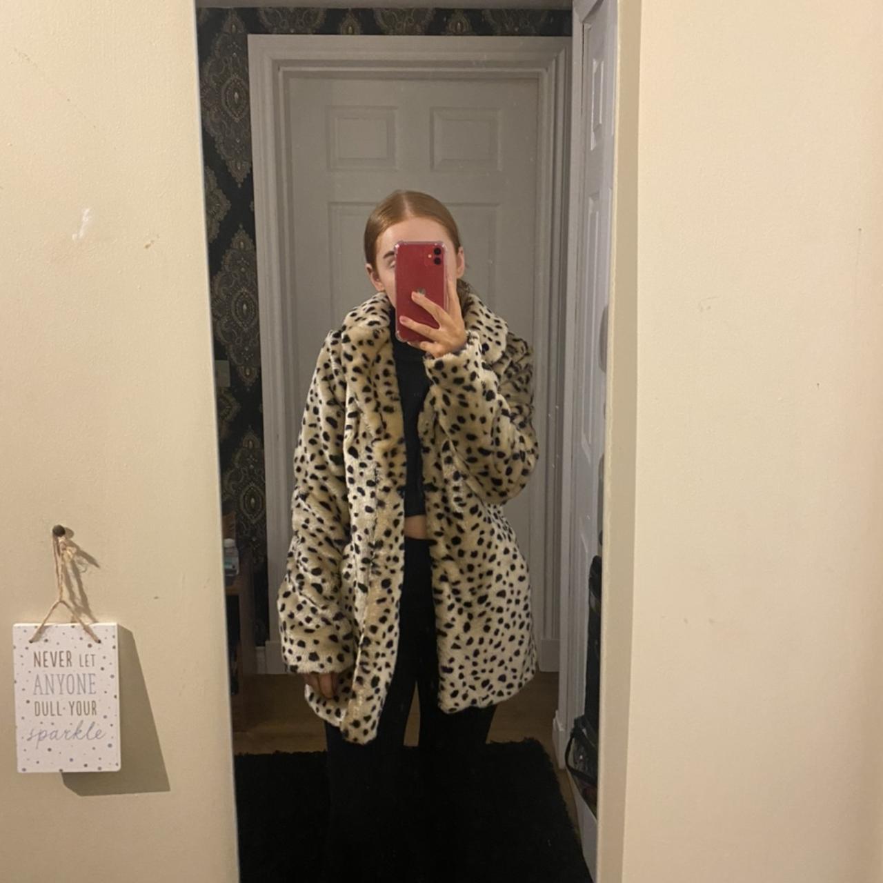 Vintage style / y2k leopard print faux fur coat,... - Depop