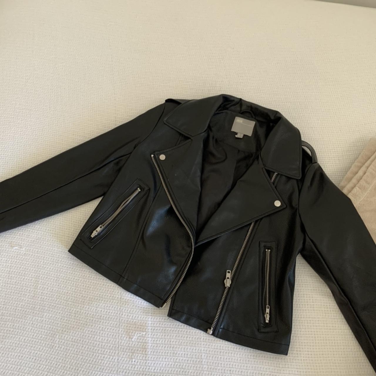 Leather jacket pleather #vintage #leather #jacket... - Depop