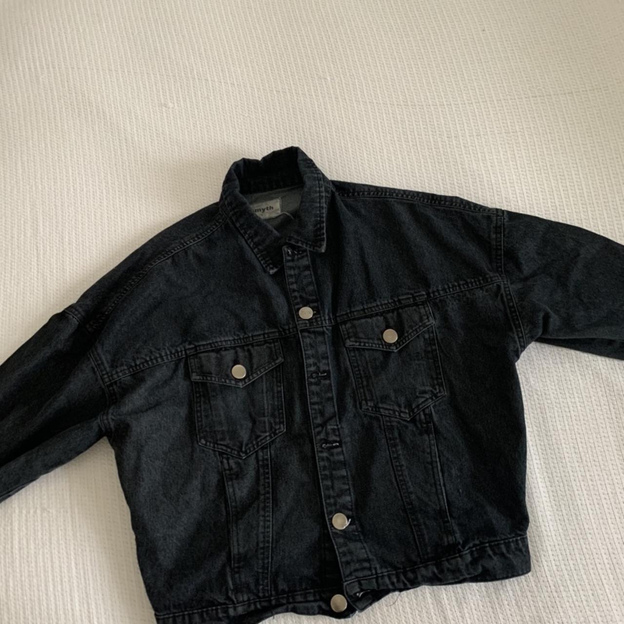 Black Denim jacket - boxy shape - size S but fits a... - Depop