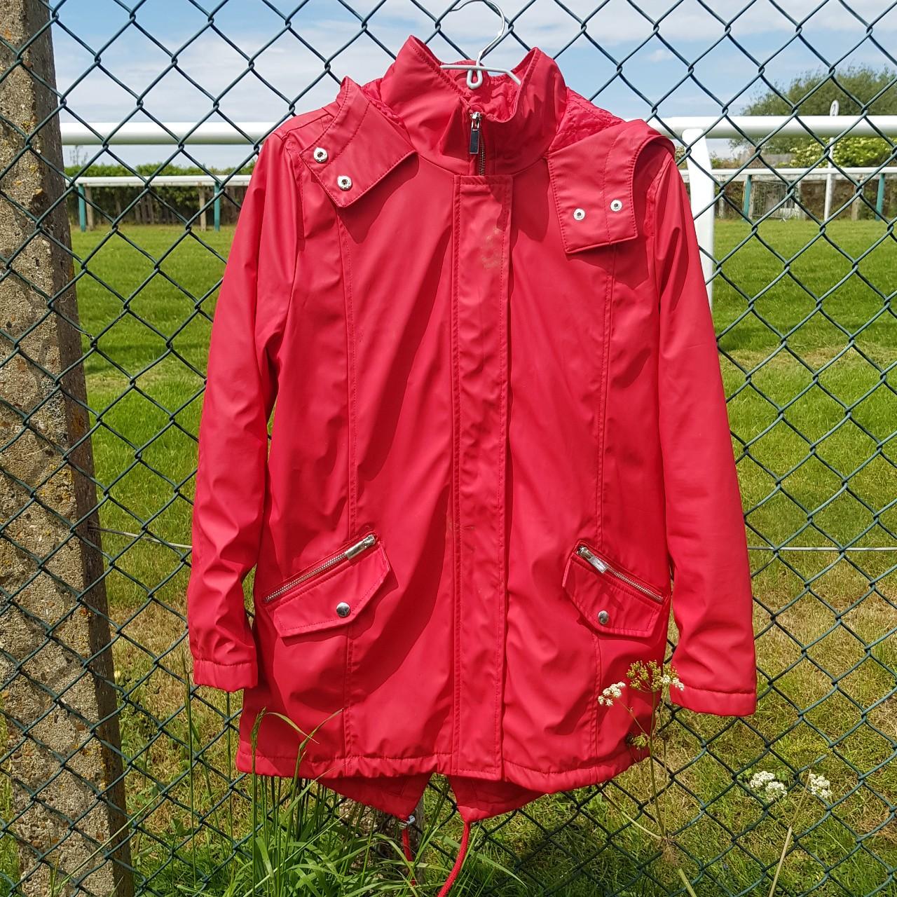 RED WATERPROOF PARKA JACKET 🎈 SIZE 8 (WILL FIT... - Depop