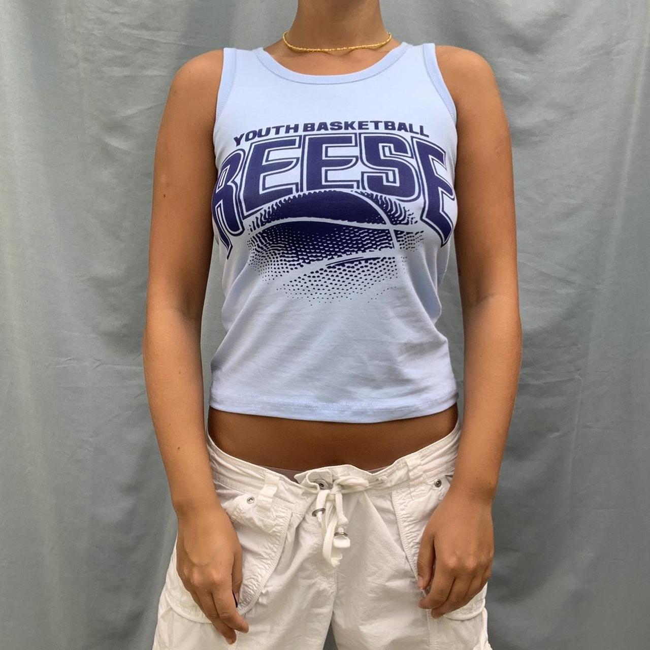 y2k vintage blue basketball graphic stretchy fit... - Depop