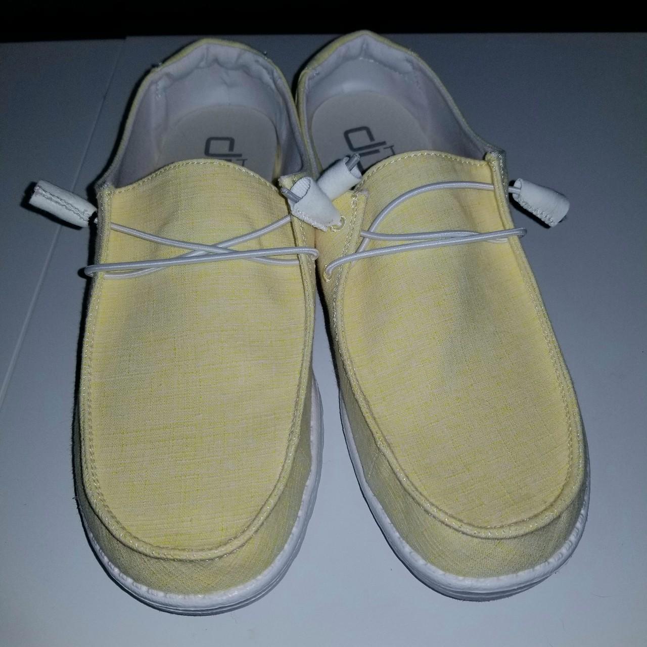 Light yellow Hey Dude boat shoes, elastic strings... - Depop