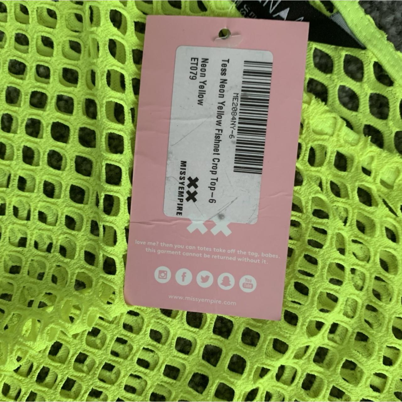Neon yellow fishnet crop top from missy empire brand... - Depop