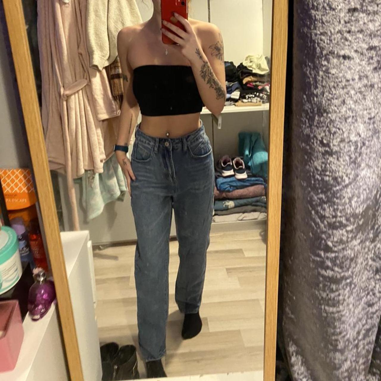 High wasted straight leg jeans from shien tag says... - Depop