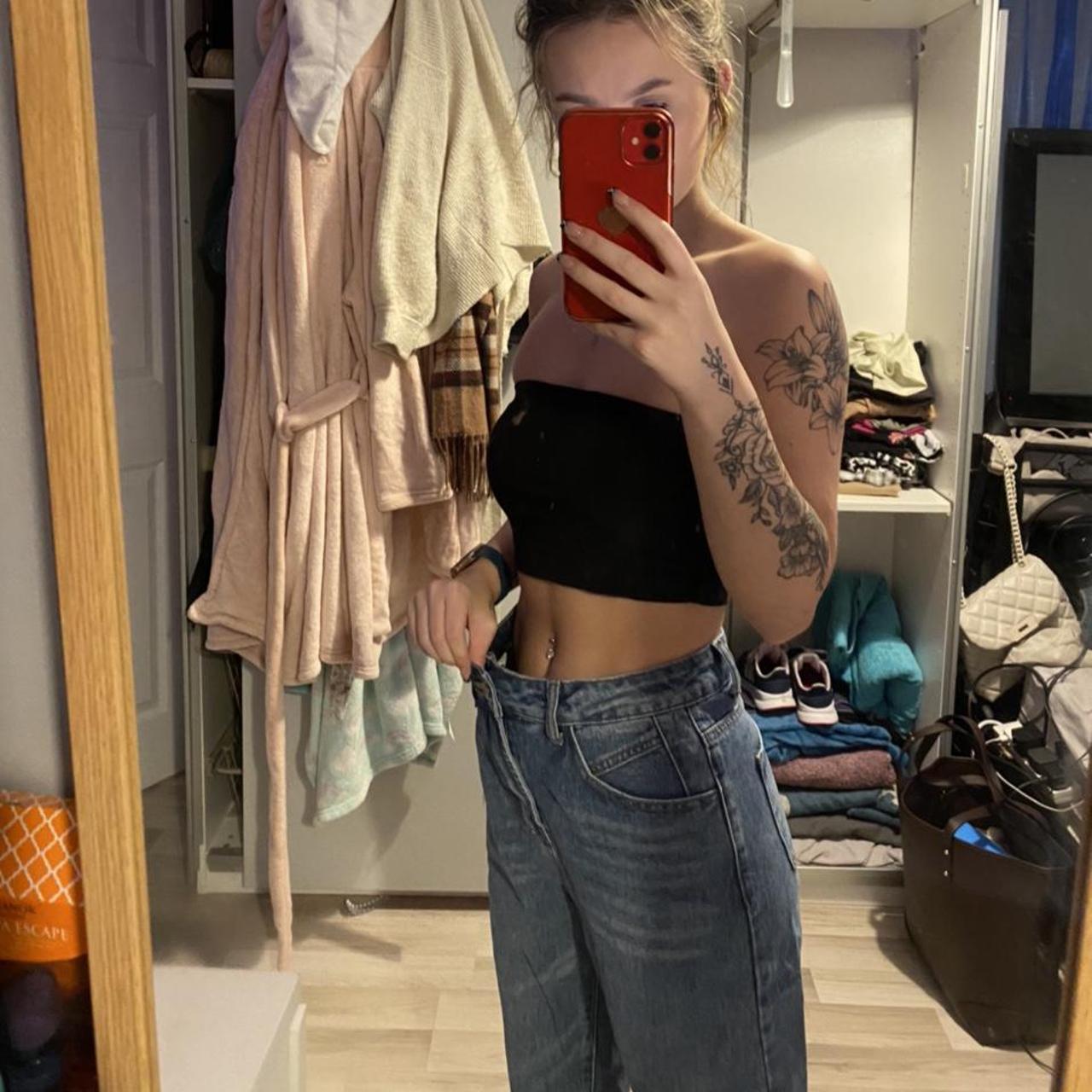 High wasted straight leg jeans from shien tag says... - Depop