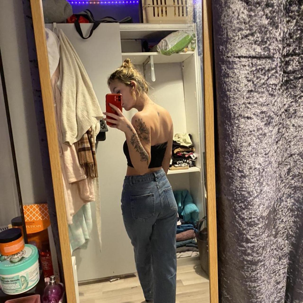 High wasted straight leg jeans from shien tag says... - Depop