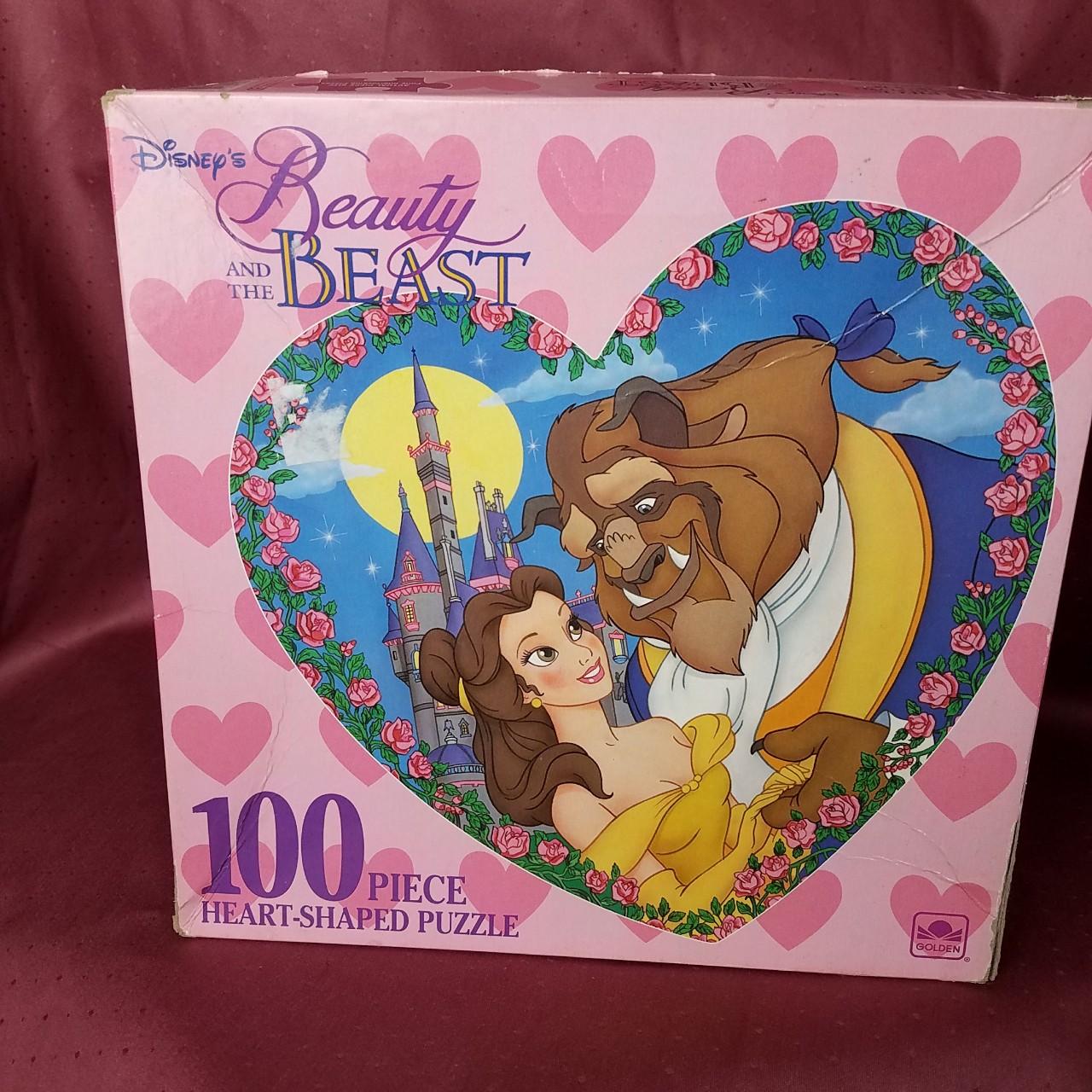 Vintage heart shaped Disney Beauty And The Beast... - Depop