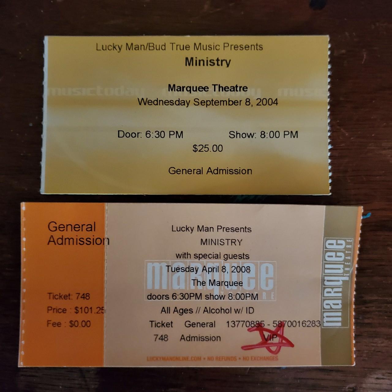 Ministry concert ticket stubs. Great addition to any... - Depop