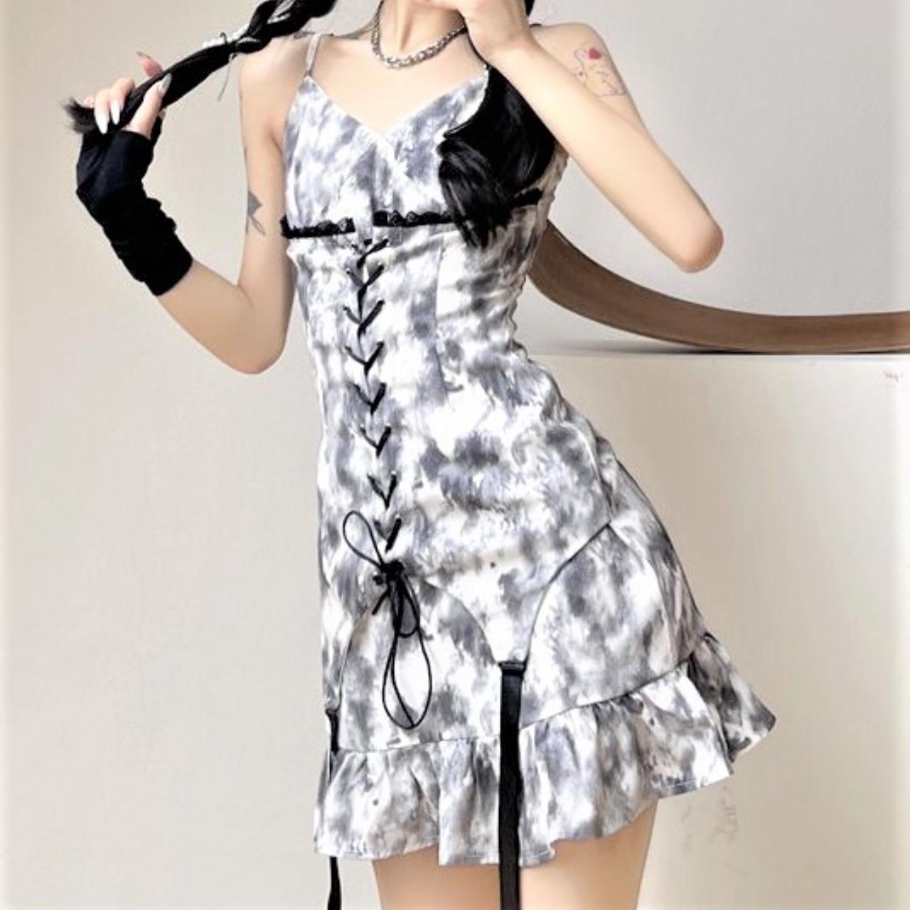 Sexy Gothic Ruffle Drawstring Strap Details... - Depop