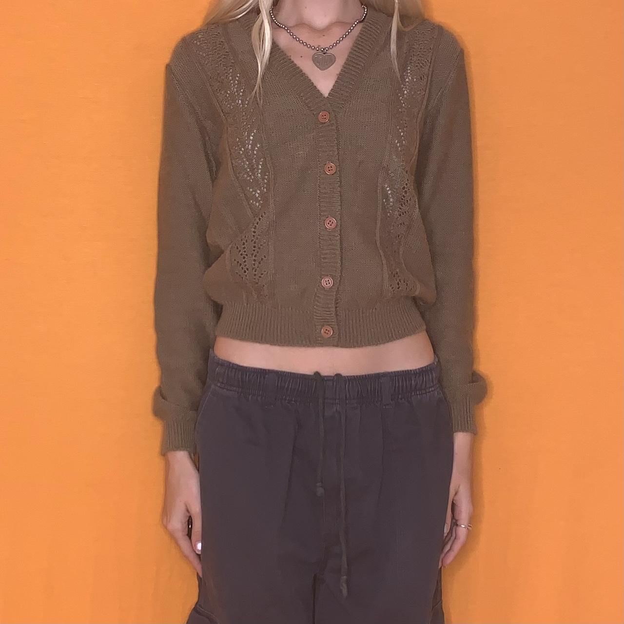 vintage target brown cardigan button up size... - Depop