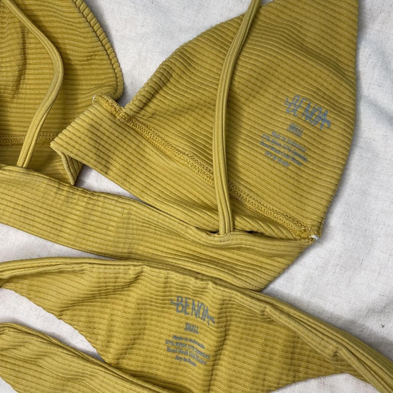 Benoa yellow mustard ribbed bikini set — worn a... - Depop