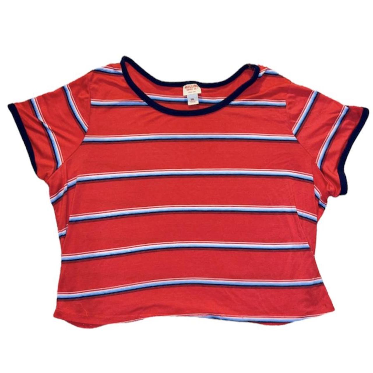 PLUS SIZE RED WHITE & BLUE STRIPED CROP TOP ... - Depop