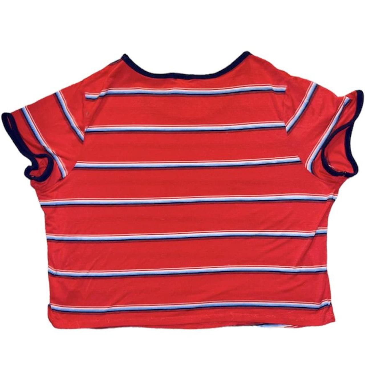 PLUS SIZE RED WHITE & BLUE STRIPED CROP TOP ... - Depop