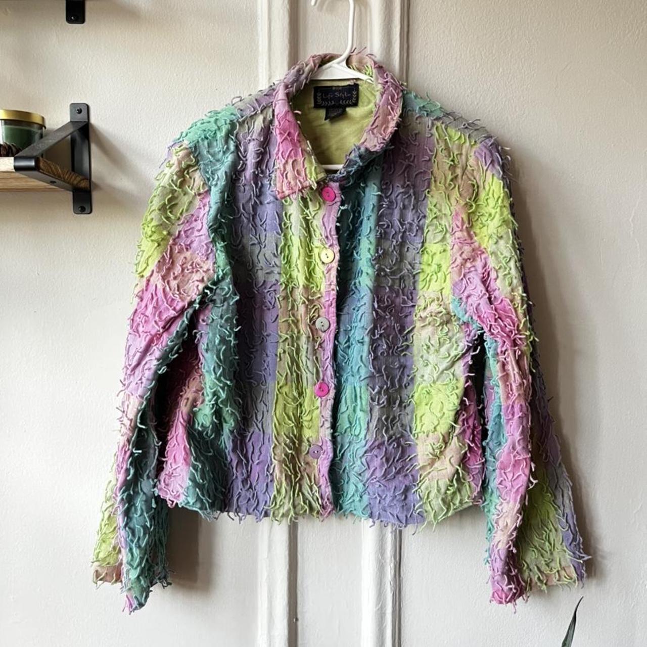 The Cutest Pastel Checkered Jacket with Multicolor... - Depop
