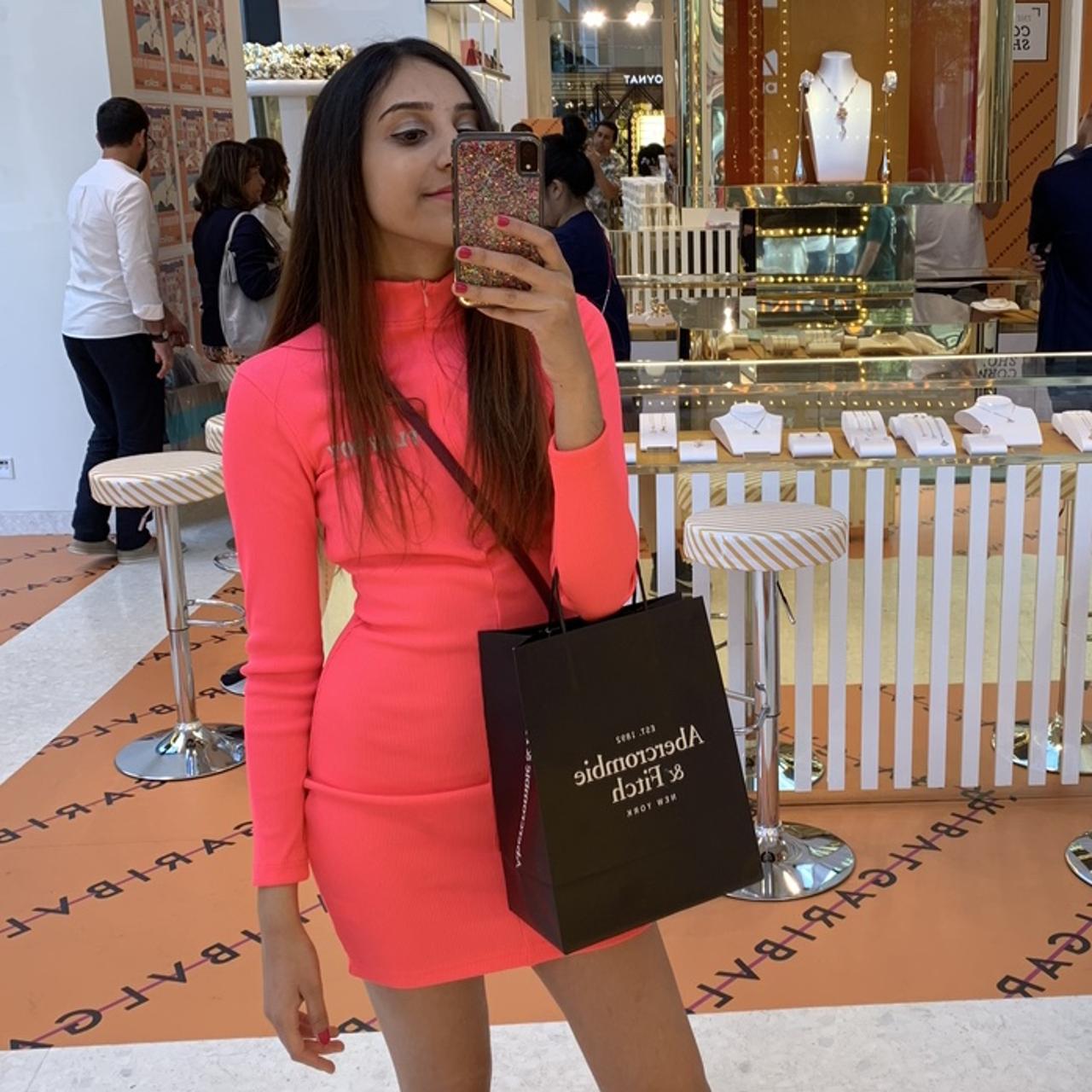 Neon pink Missguided Playboy collaboration dress.... - Depop