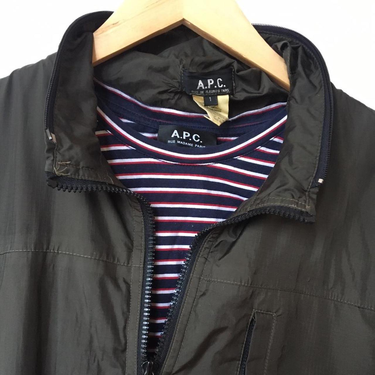 Sleek khaki/ green APC shell jacket with detachable... - Depop