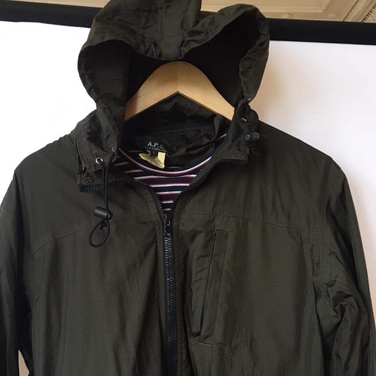 Sleek khaki/ green APC shell jacket with detachable... - Depop