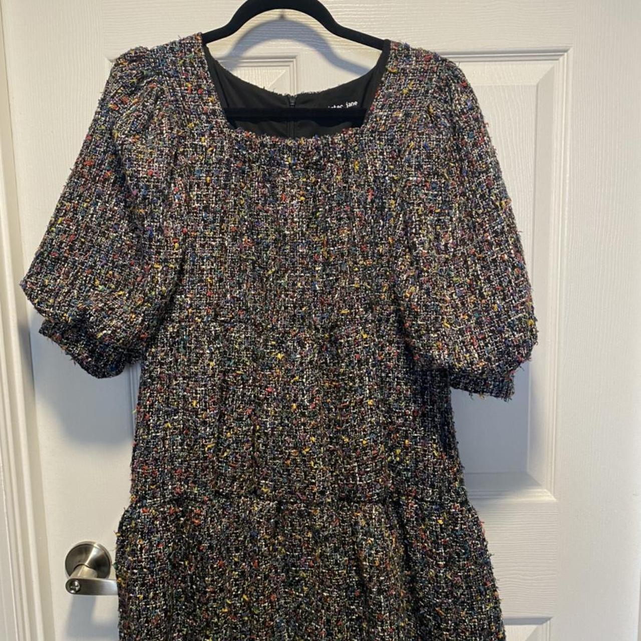 Sister Jane rainbow and sparkly puff sleeve tweed... - Depop