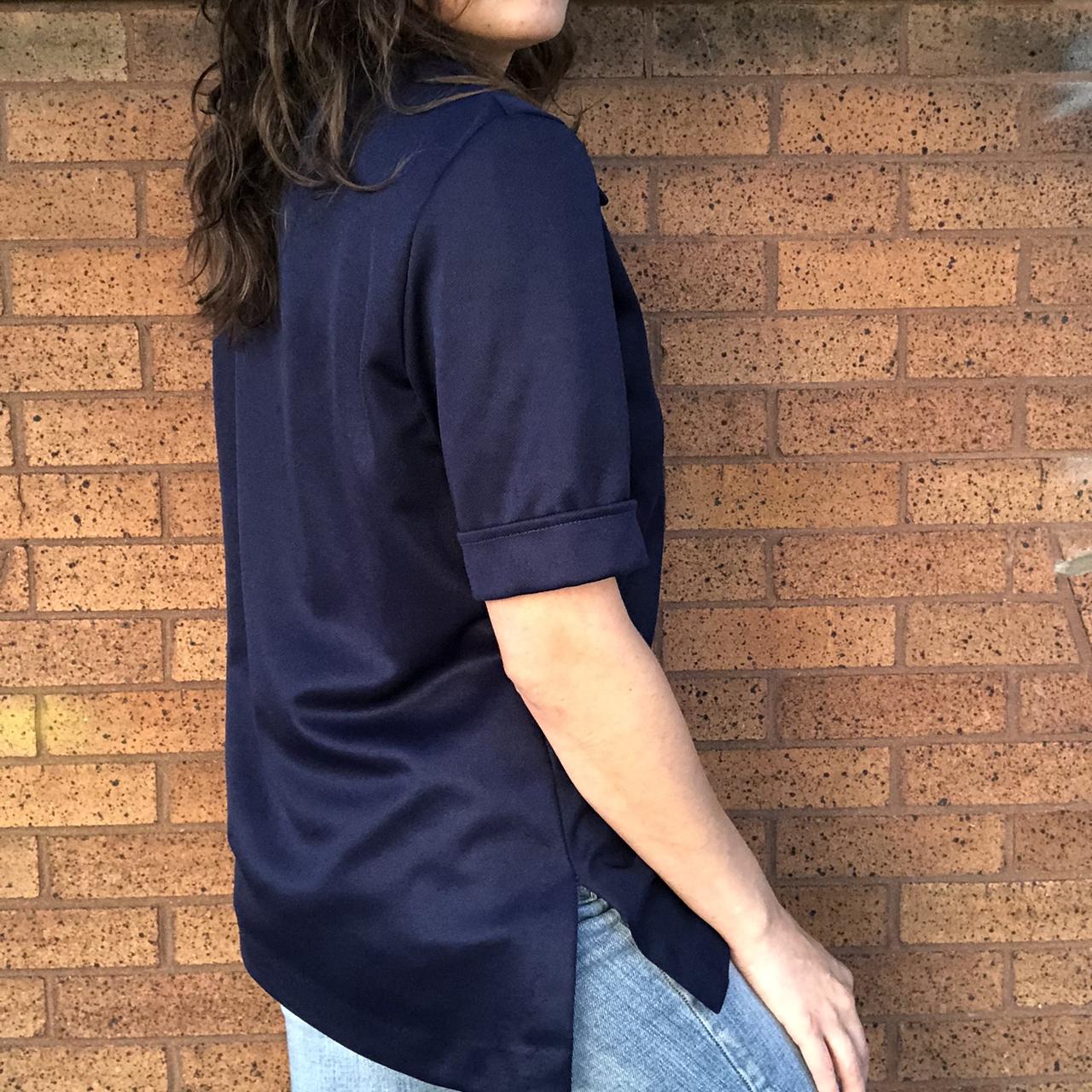 Classic 80s polyester button up blouse with... - Depop