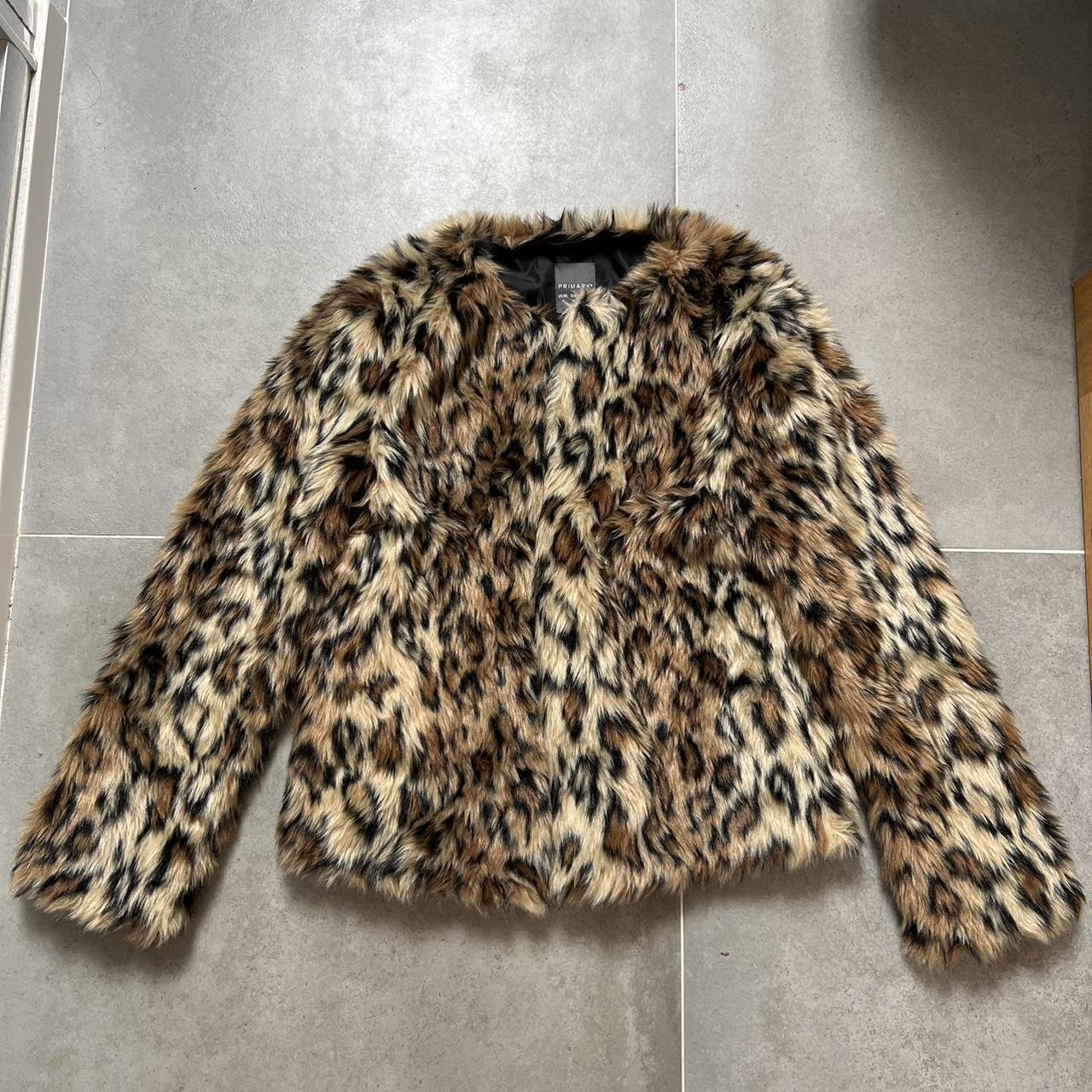 Primark animal print fluffy coat. Worn a few times... - Depop