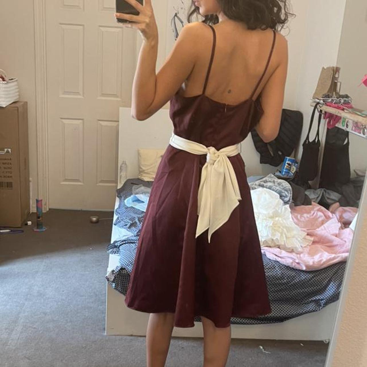 Brand Cinderella design Wine red dress with white... - Depop