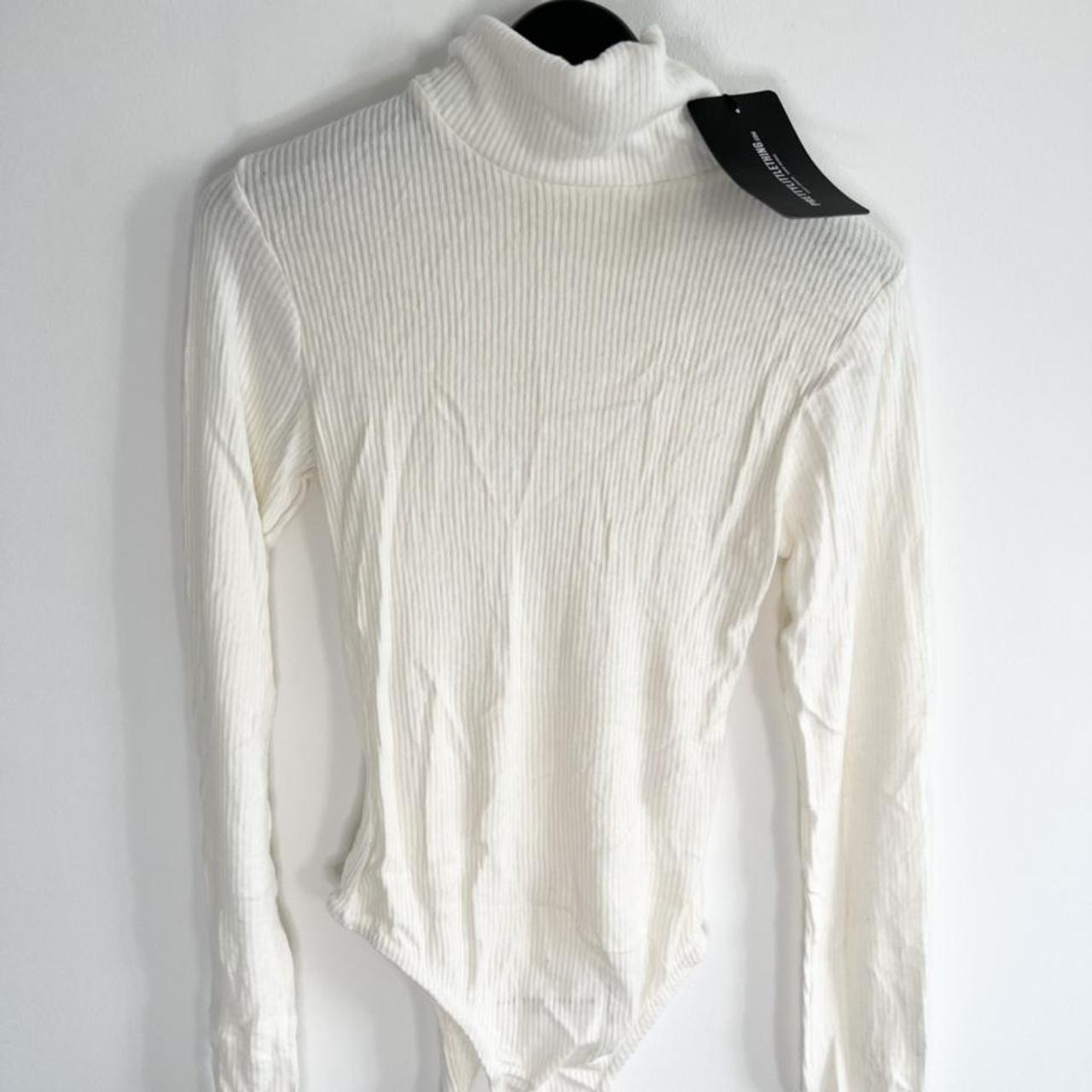 Cream long sleeve turtle neck bodysuit - Pretty... - Depop