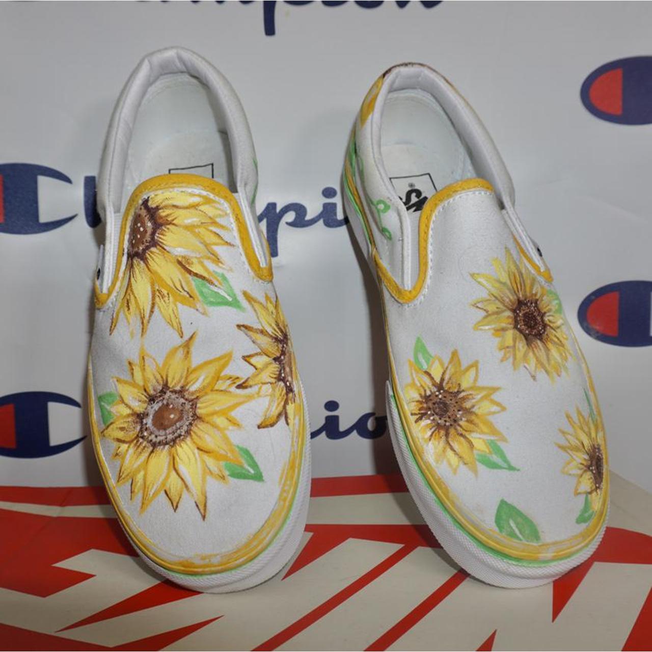 Sick 1 of 1 Custom Hand painted 🌻 Vans slip-ons Mens... - Depop