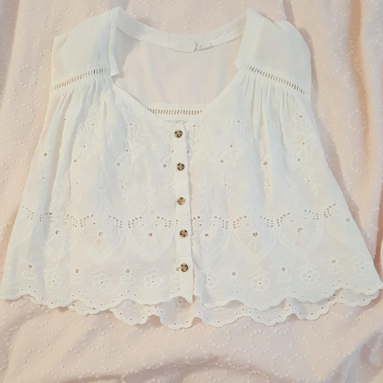 Urban Outfitters crochet/embroidered button down top - Depop