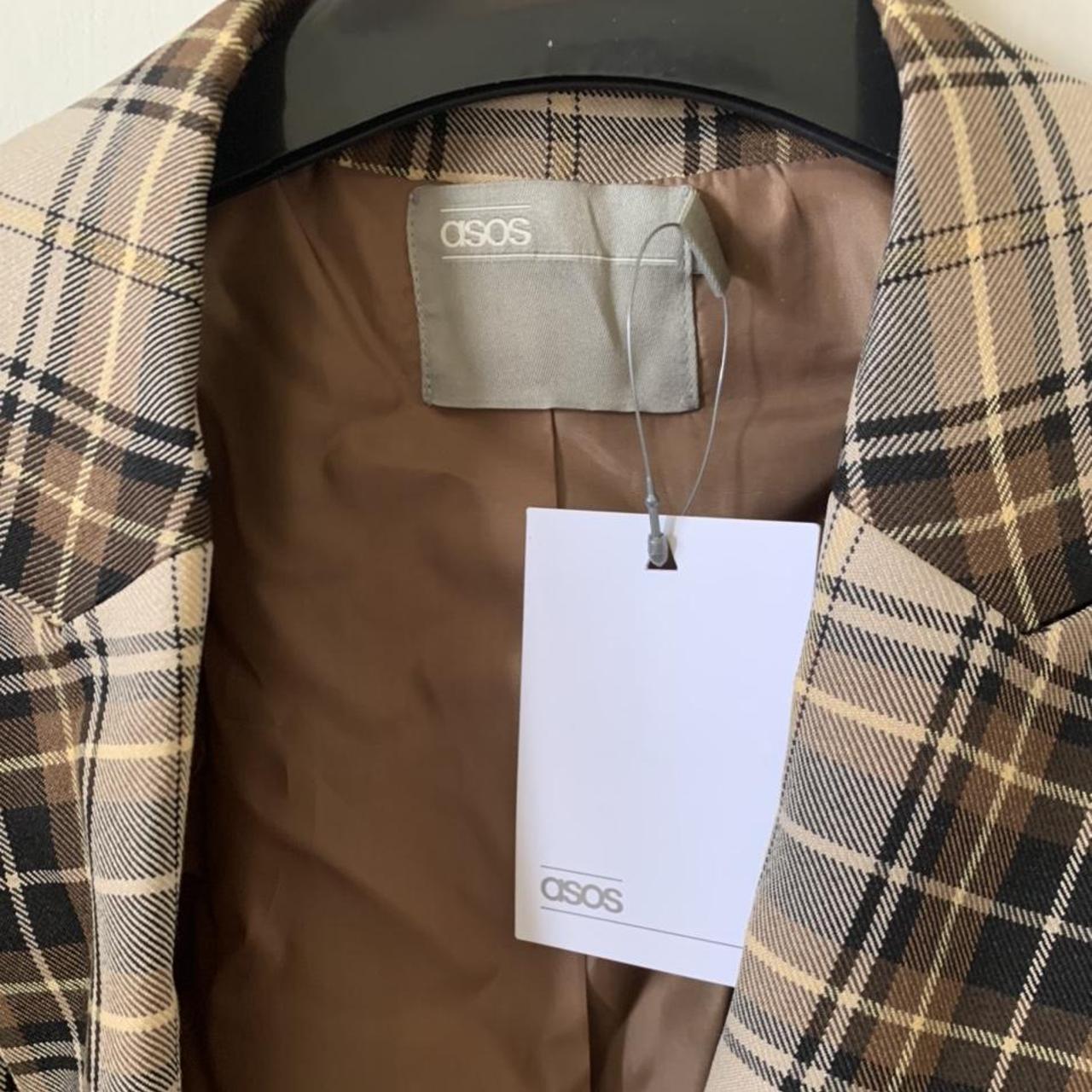 ASOS brown checked belted blazer/ suit jacket.... - Depop