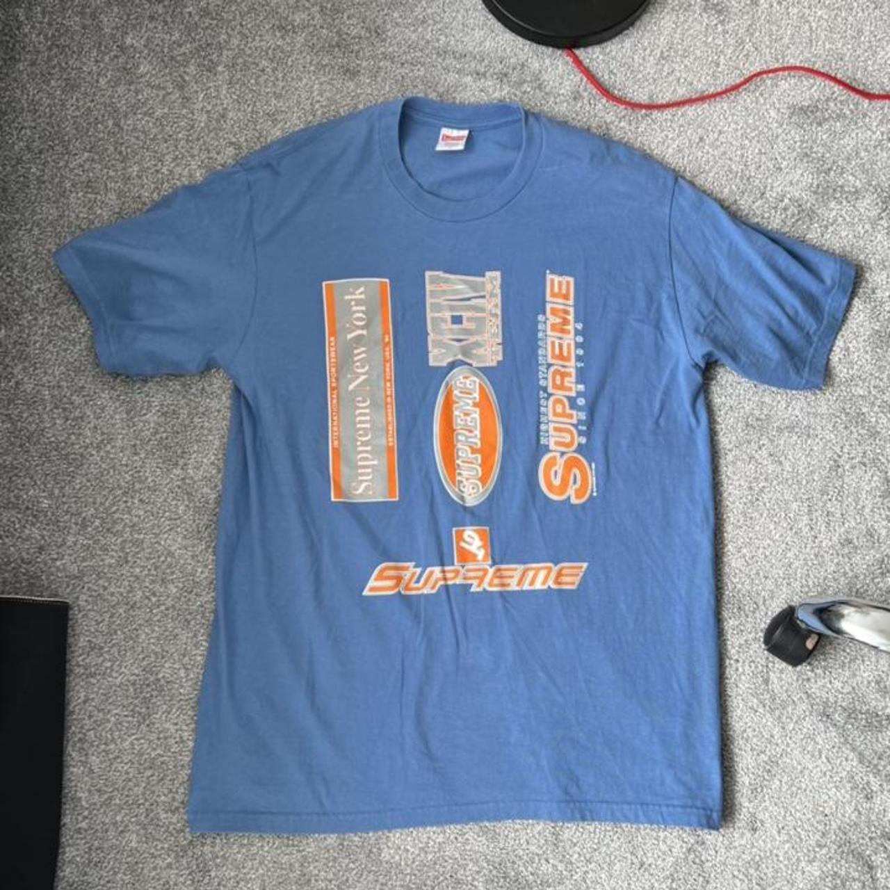 Supreme Men's Blue and Orange T-shirt | Depop