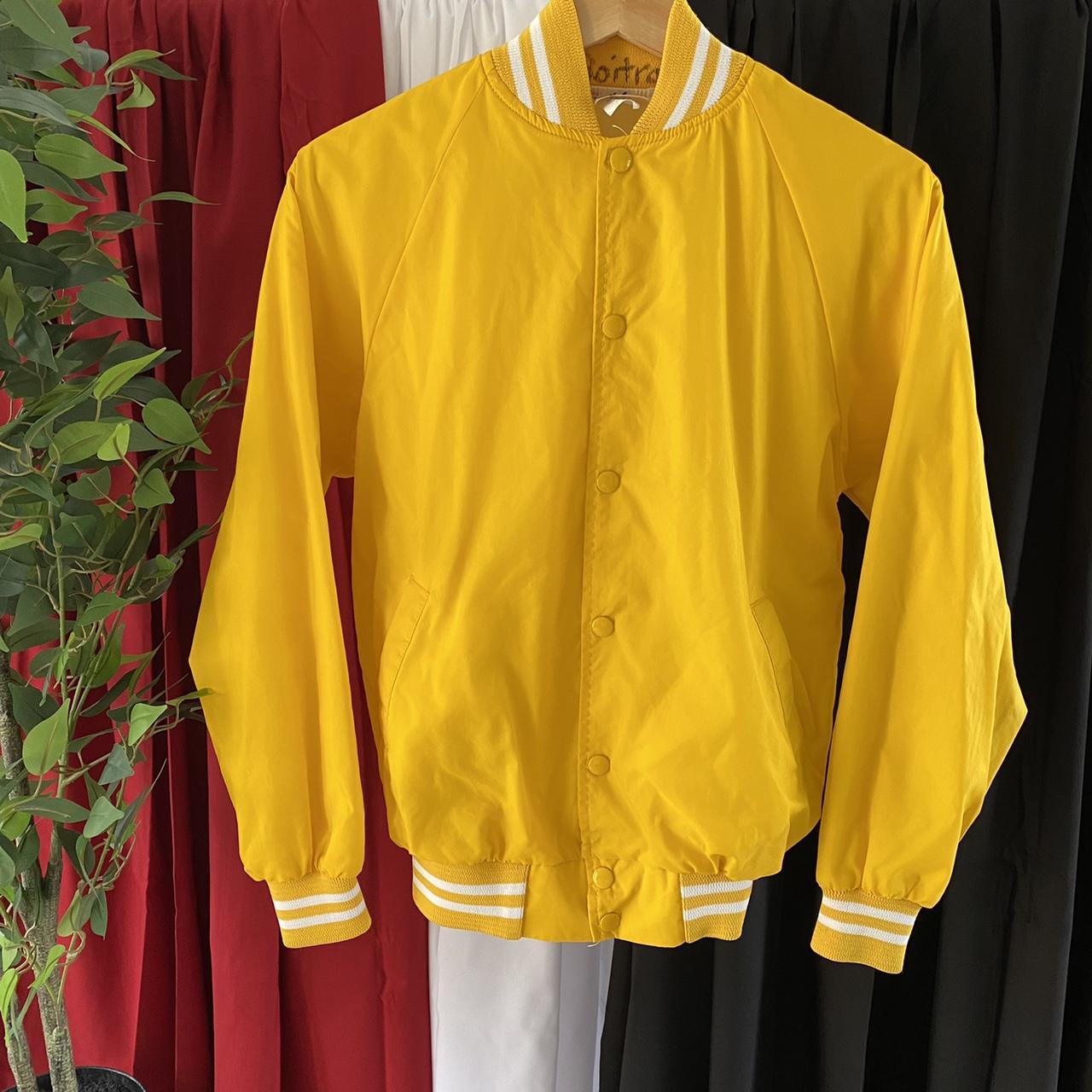 Vintage Blank Nylon Varsity Jacket adult size... - Depop