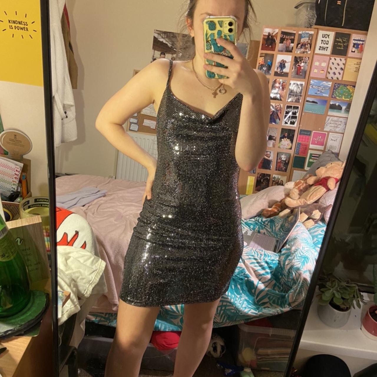 Primark sparkly cowl neck dress. UK size 8. Worn... - Depop