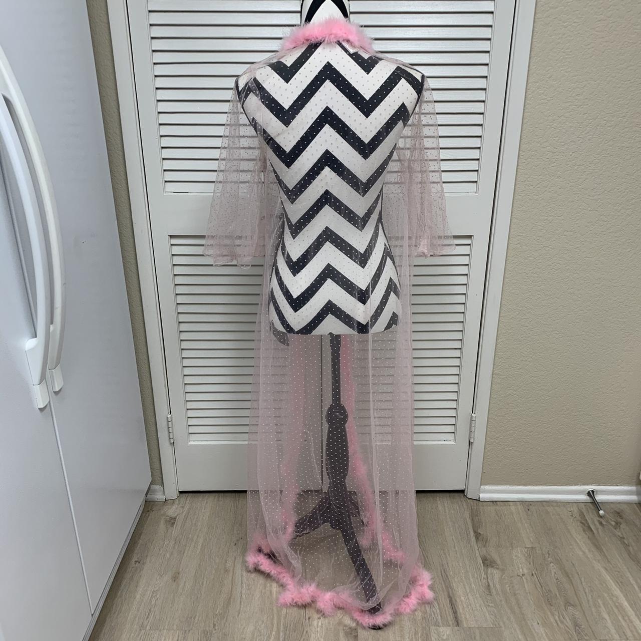 iHeartRaves Pink Long Sheer Duster Size XL Duster... - Depop