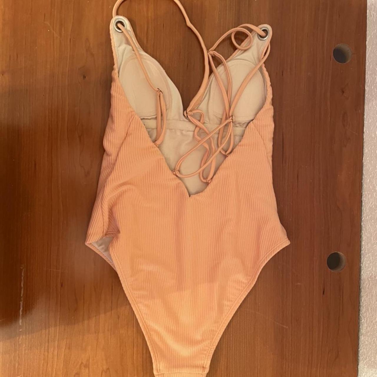 Pacsun full piece bikini peach #beach #swim #summer... - Depop