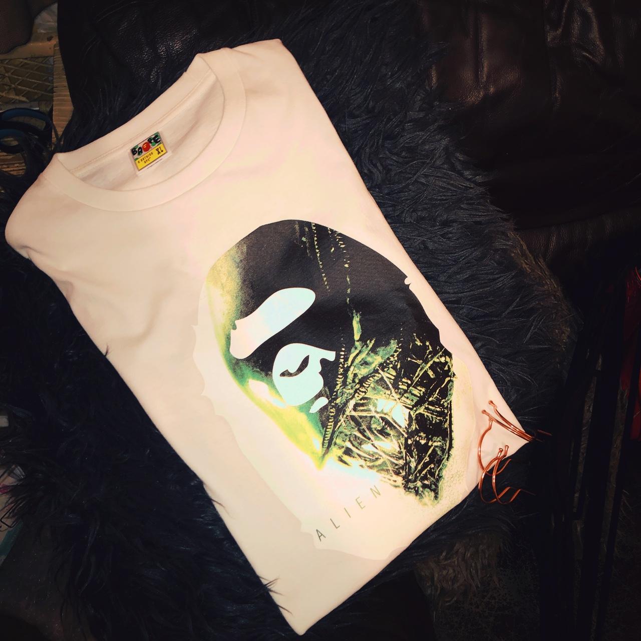 A BATHING APE WHITE T-SHIRT - “Alien“ Bape white... | Depop