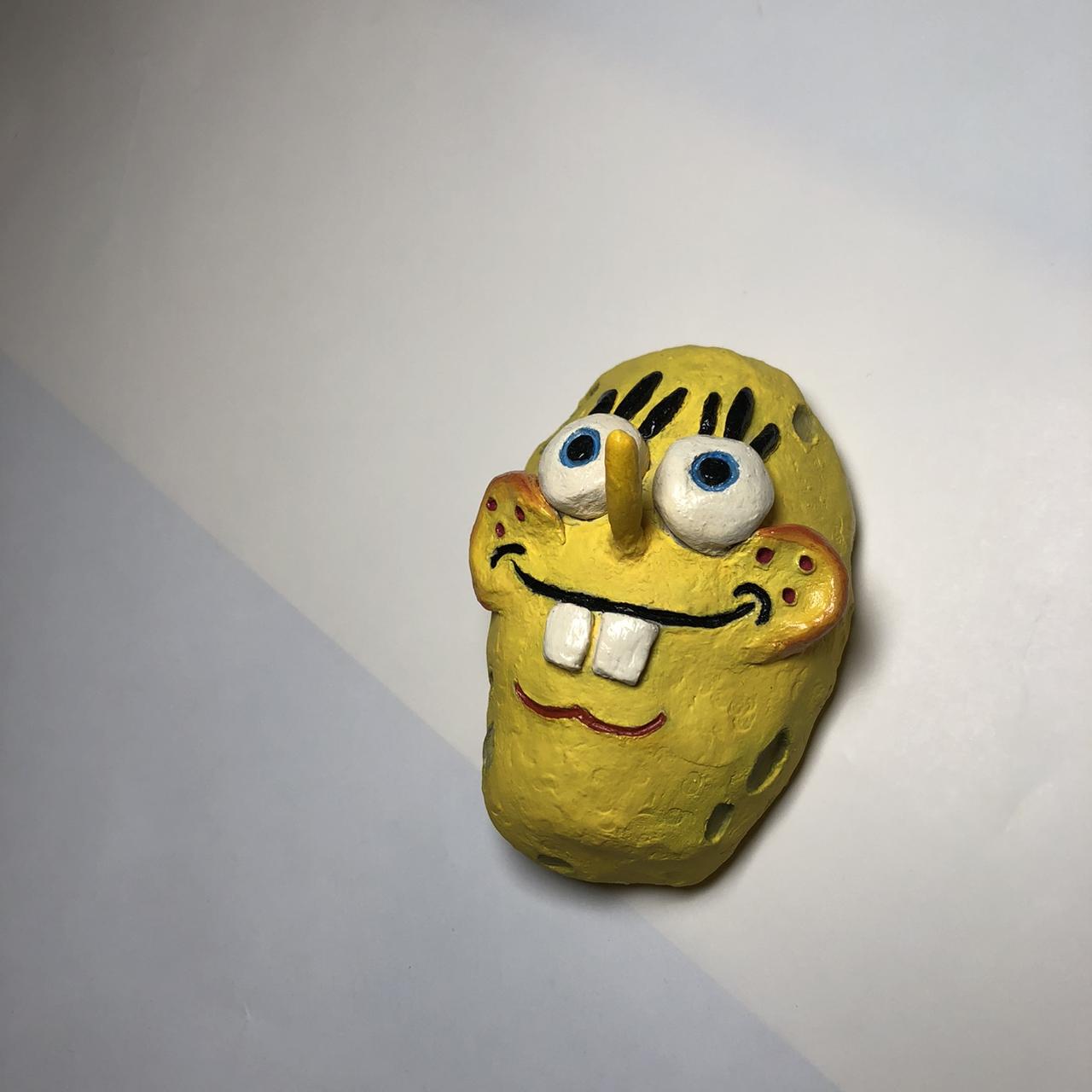 HANDMADE CLAY SPONGEBOB FACE Rounded Spongebob... - Depop