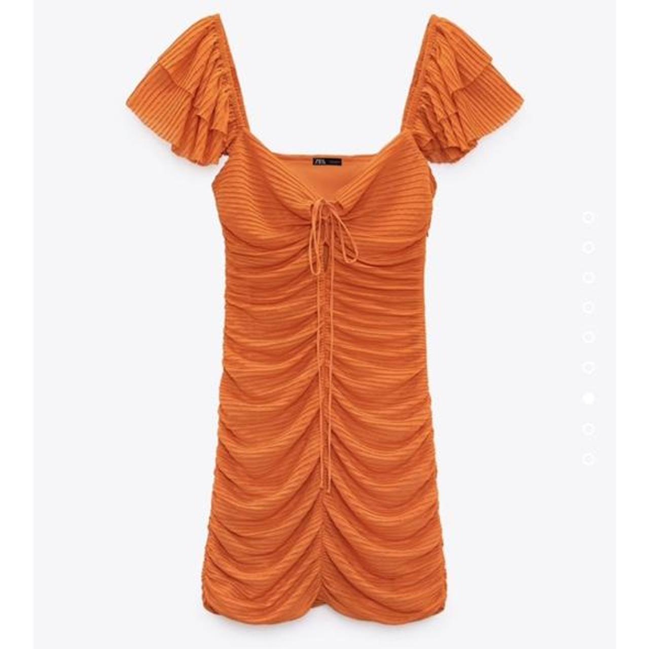 Zara sleeveless v neck dress with arm ruffles Worn... - Depop